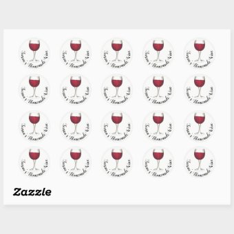 Homemade Wine Personalized Red Wine Glass Classic Round Sticker | Zazzle