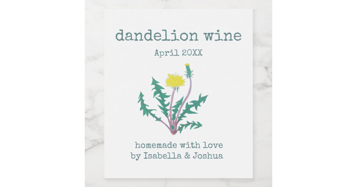Homemade with Dandelion Wine label | Zazzle