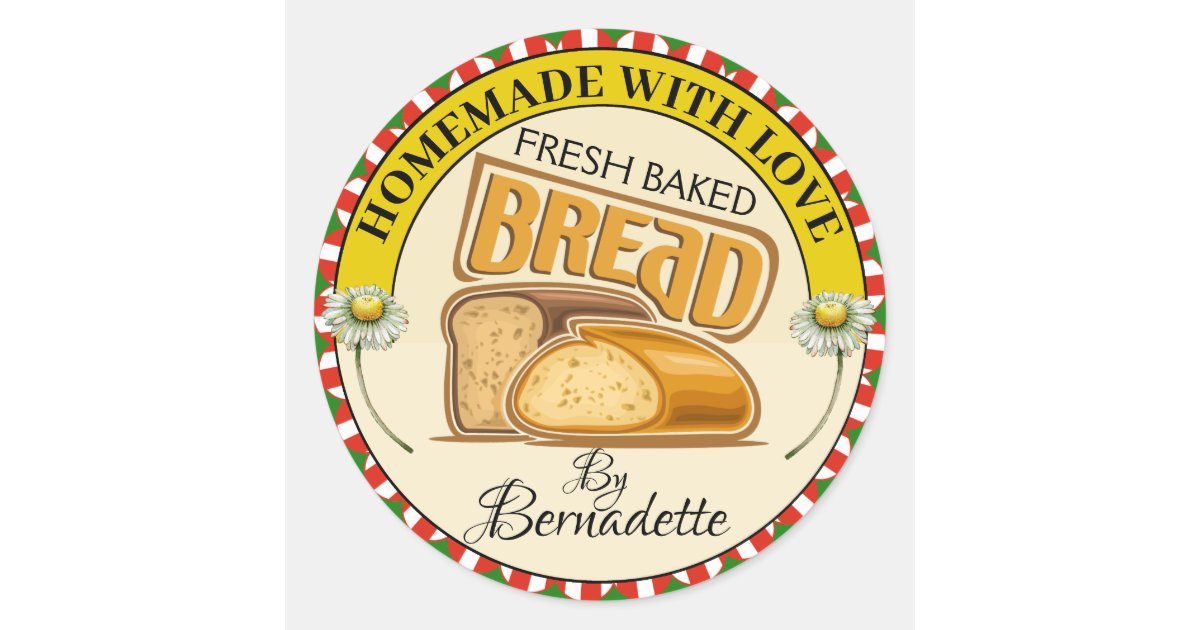 Homemade With Love Bread Classic Round Sticker | Zazzle