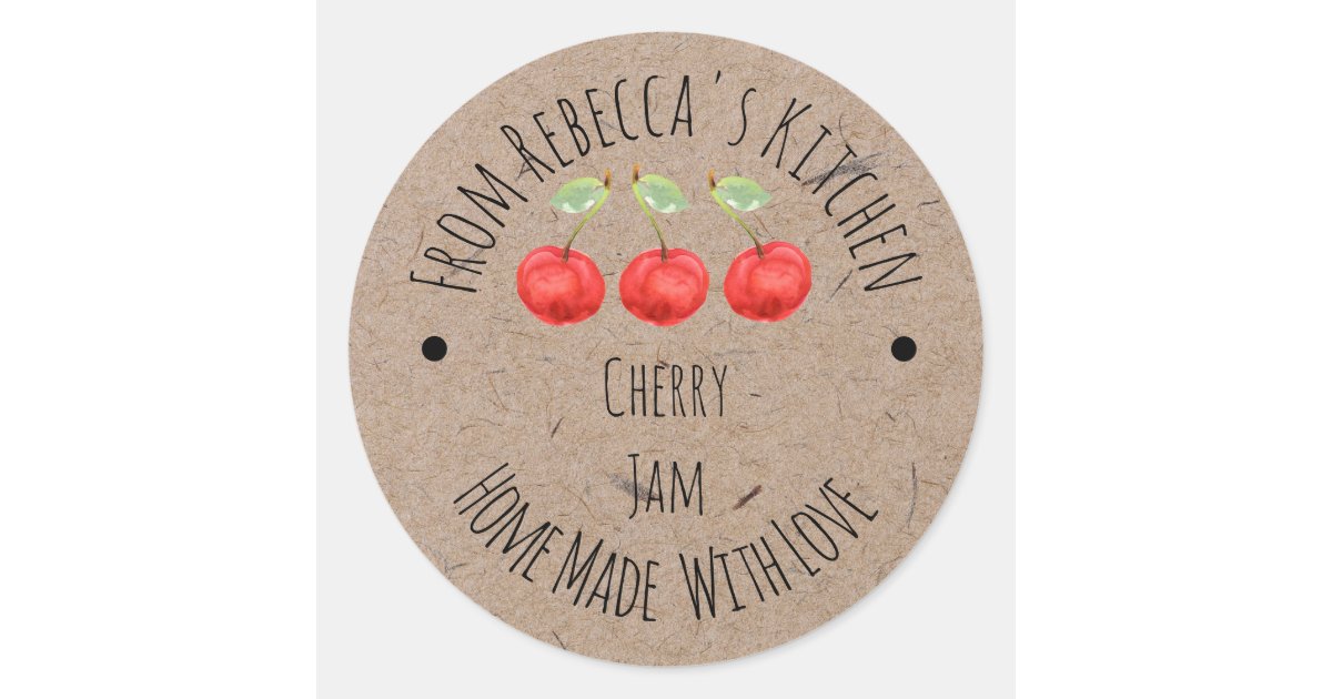 Homemade with love Cherry Jam Label | Zazzle