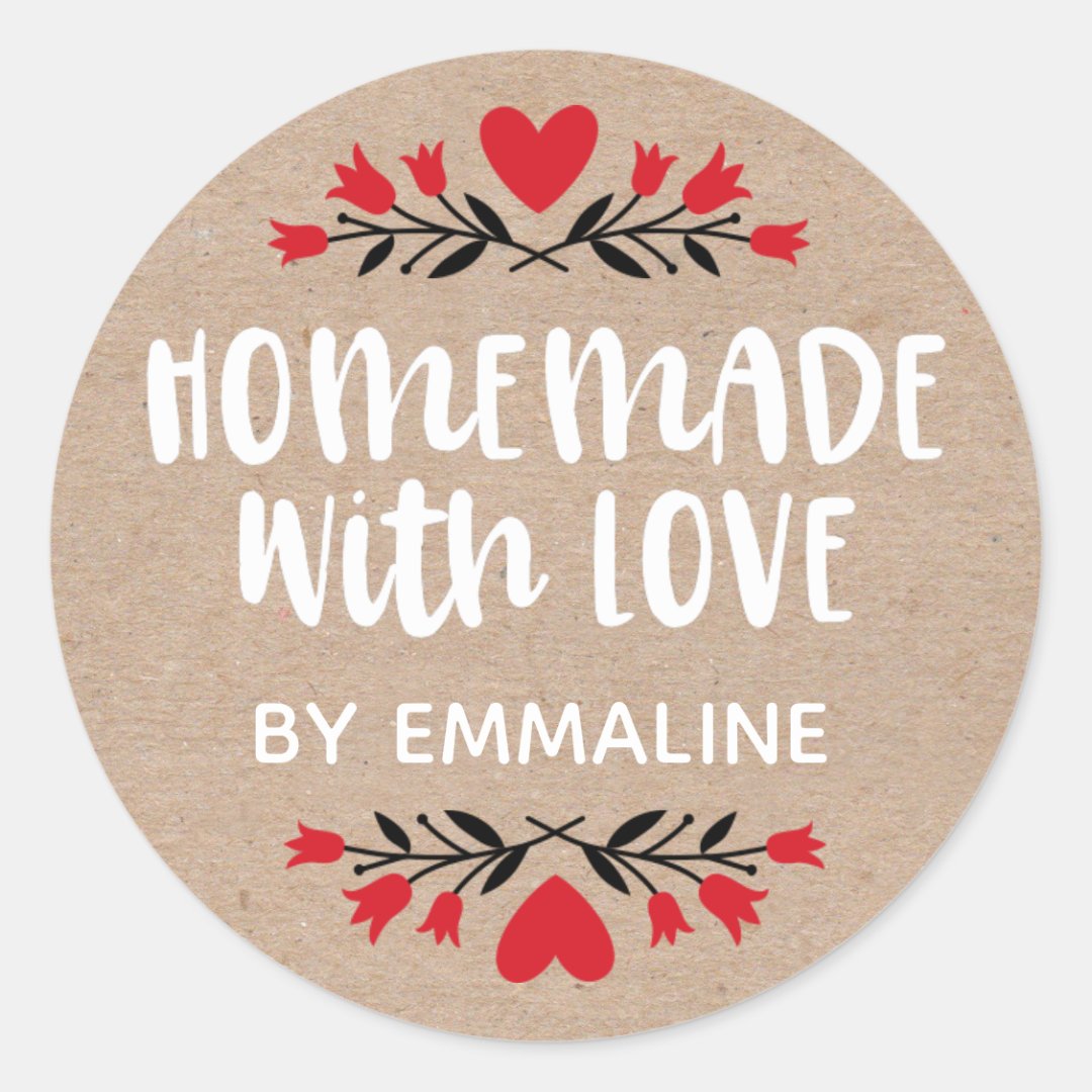 Homemade With Love Classic Round Sticker | Zazzle