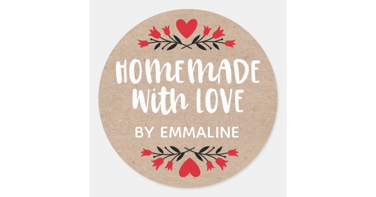 Homemade With Love Classic Round Sticker | Zazzle