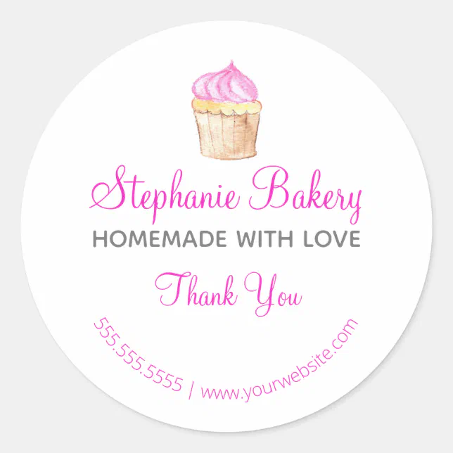 Homemade with Love| Cup Cake Bakery Thank you Classic Round Sticker ...