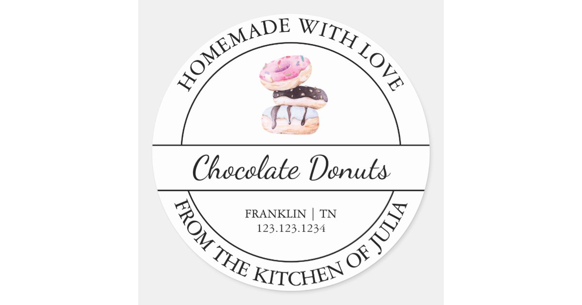 Homemade With Love Donut Label | Zazzle