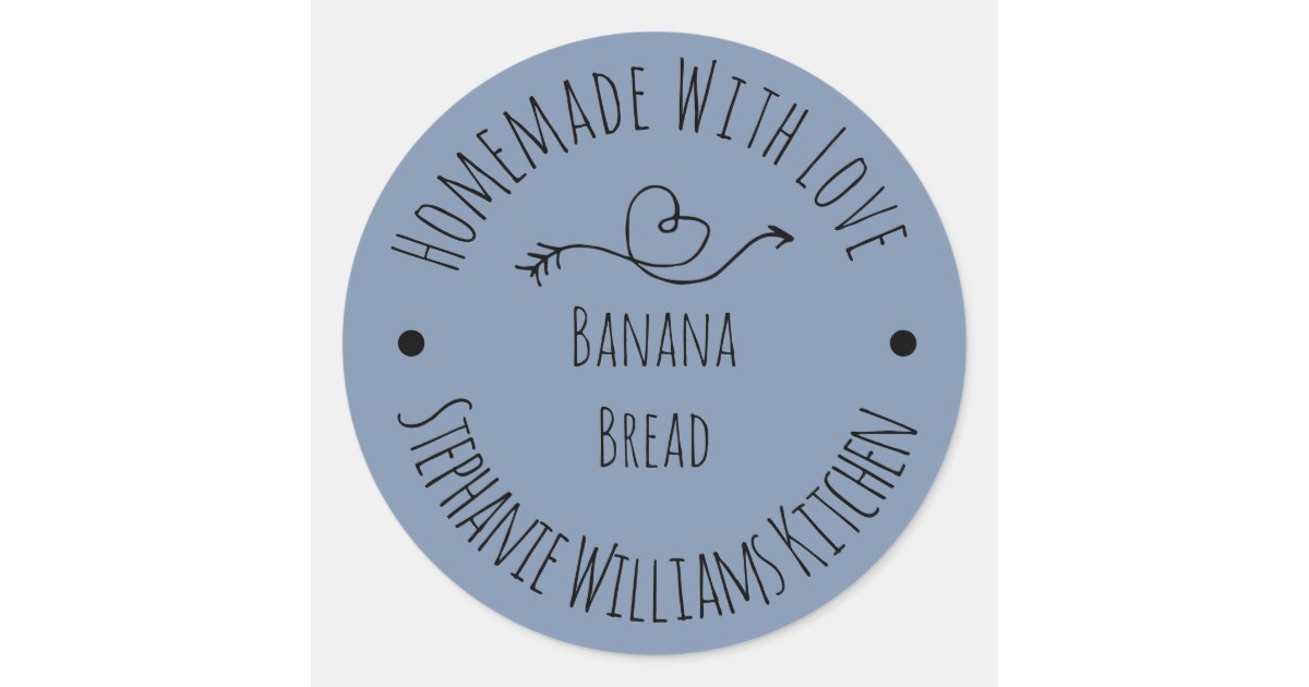 Homemade with Love Dusty Blue | Baked Goods Classic Round Sticker | Zazzle