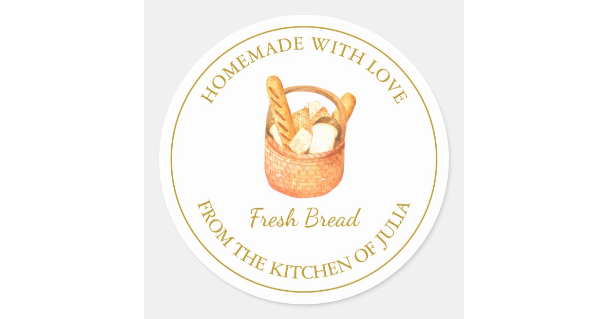 Homemade with love Fresh Bread Label | White | Zazzle