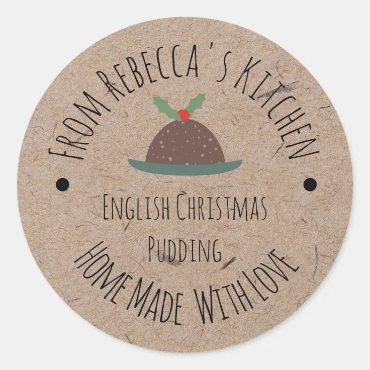 Homemade with Love Kraft Paper | Christmas Pudding Classic Round ...