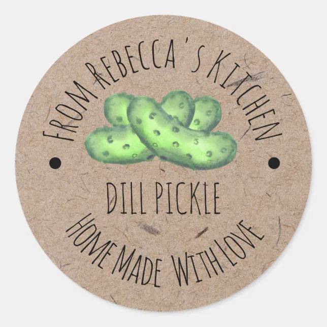 Homemade with Love Kraft Paper Dill Pickle Label | Zazzle