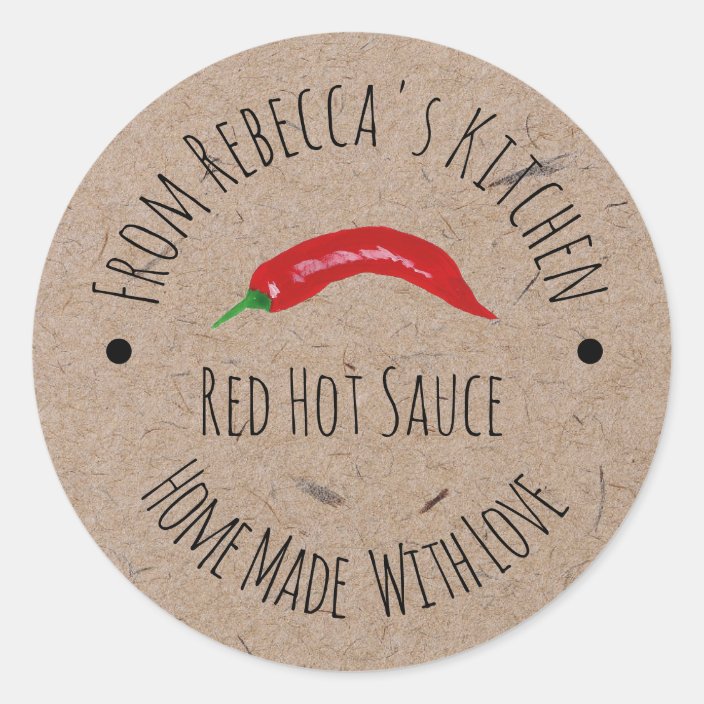 Homemade with Love Kraft Paper | Hot Sauce Label | Zazzle.com