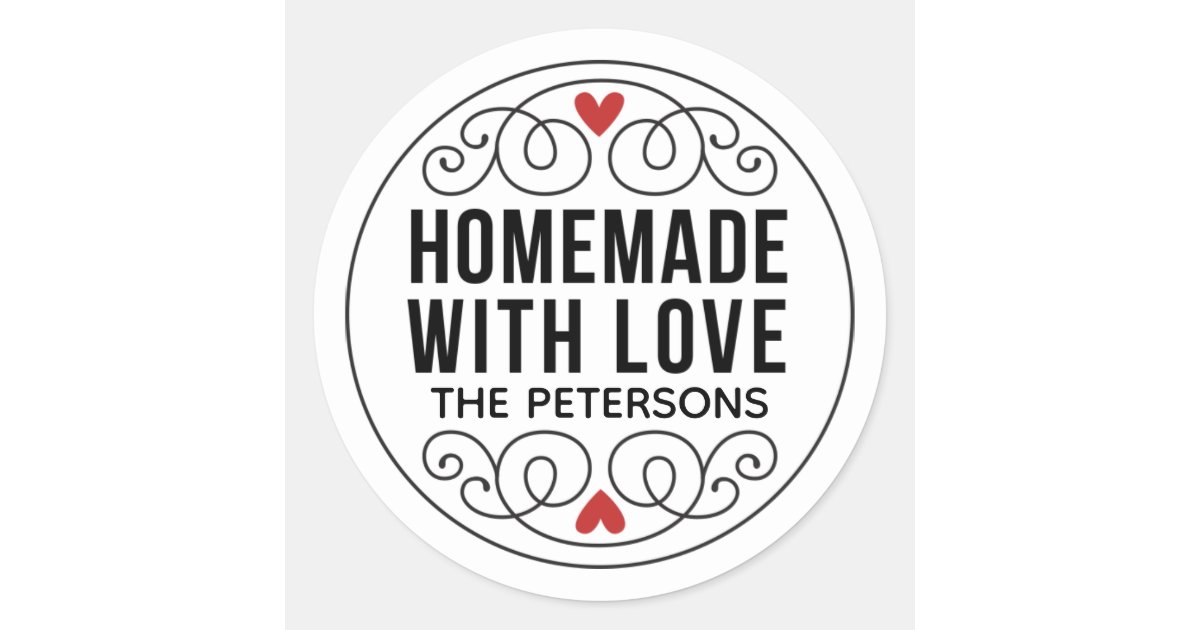 Homemade With Love Personalized Classic Round Sticker | Zazzle