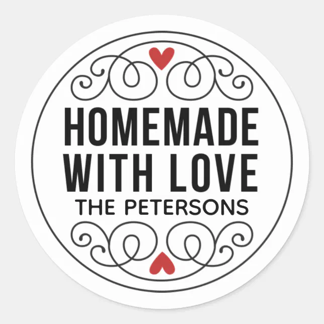 Homemade With Love Personalized Classic Round Sticker | Zazzle