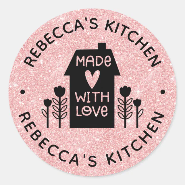Homemade With Love Pink Classic Round Sticker | Zazzle