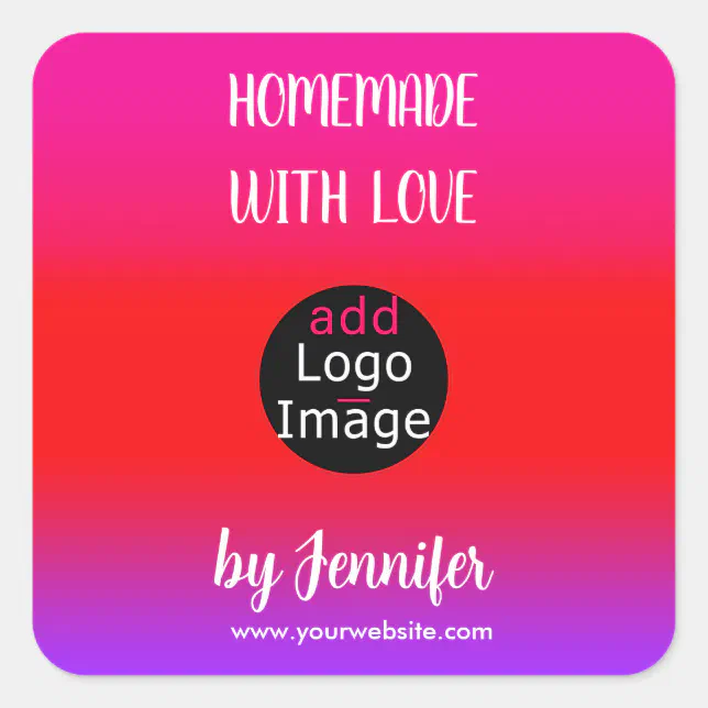 Homemade With Love Professional Customizable Logo Square Sticker | Zazzle