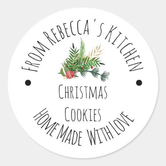 Homemade with Love Rustic Christmas Cookies Classic Round Sticker ...
