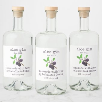 Homemade with love Sloe Gin label | Zazzle