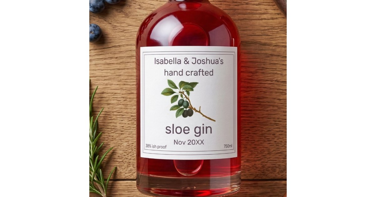 Homemade with love Sloe Gin label | Zazzle