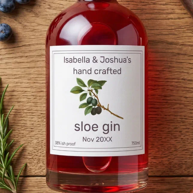 Homemade with love Sloe Gin label | Zazzle