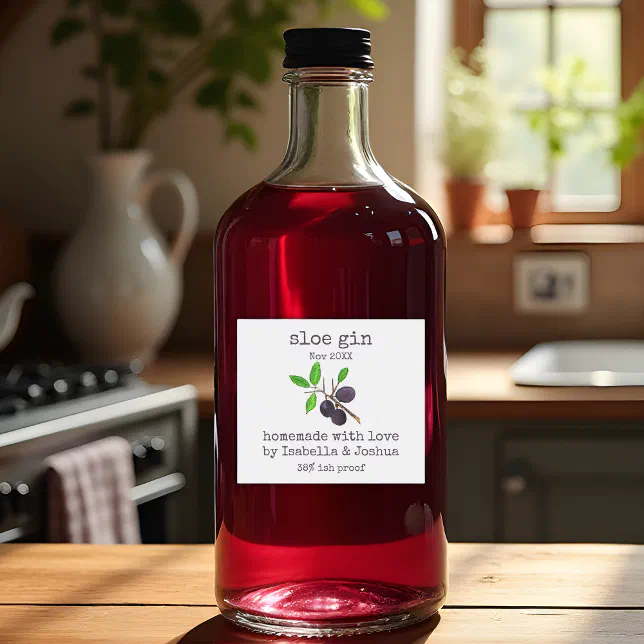 Homemade with love Sloe Gin label | Zazzle
