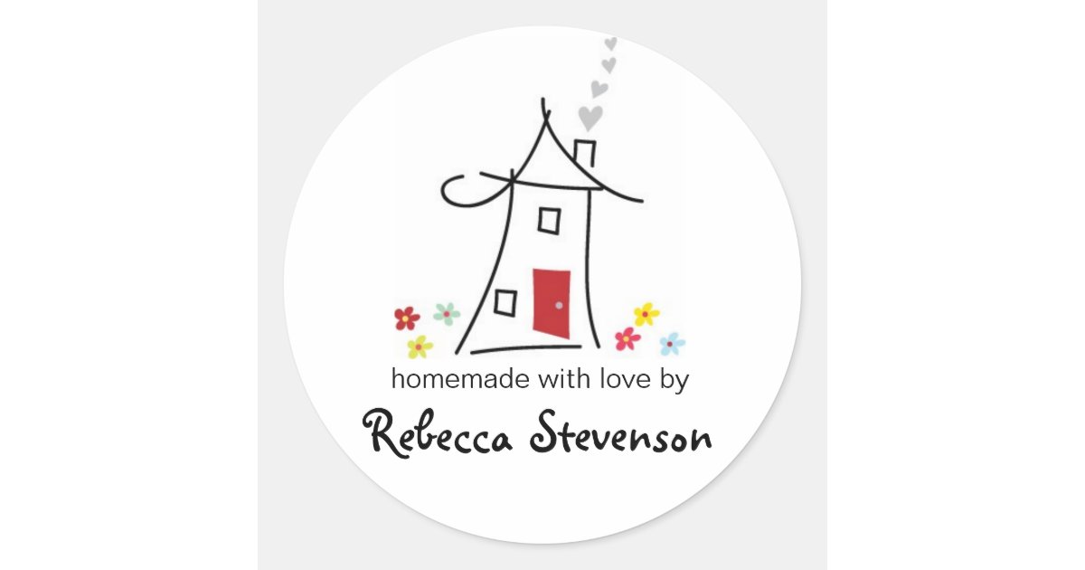 Homemade with Love Sticker Label | Zazzle