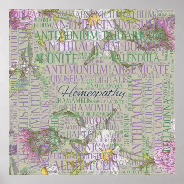 Homeopathy - Word Art with Remedies Poster | Zazzle