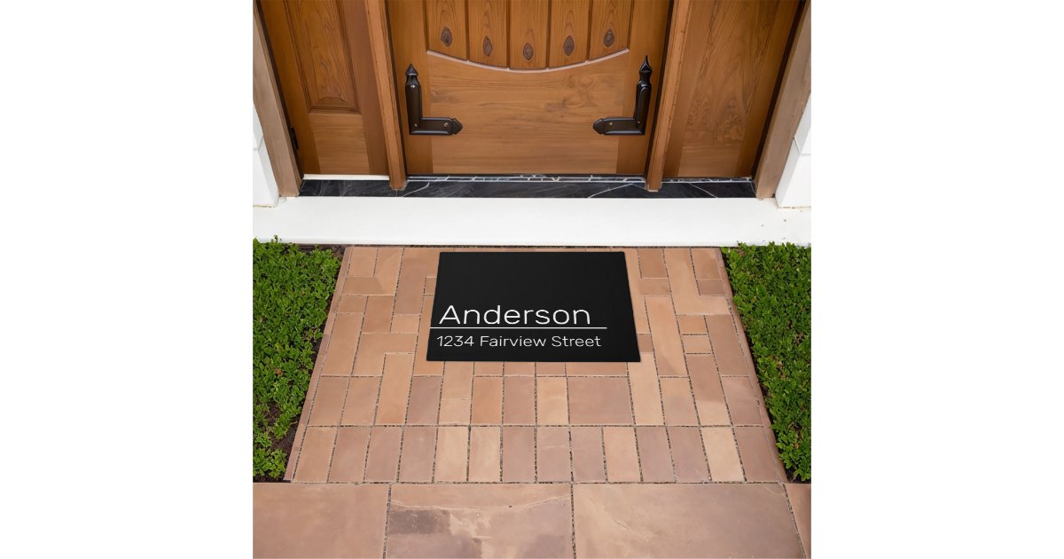 Homeowner Name & Address Black White Mailbox Decal Doormat | Zazzle