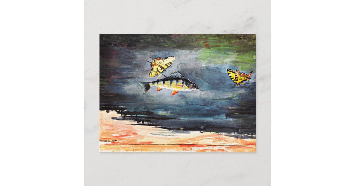 Homer - Fish and Butterflies, famous painting Postcard | Zazzle