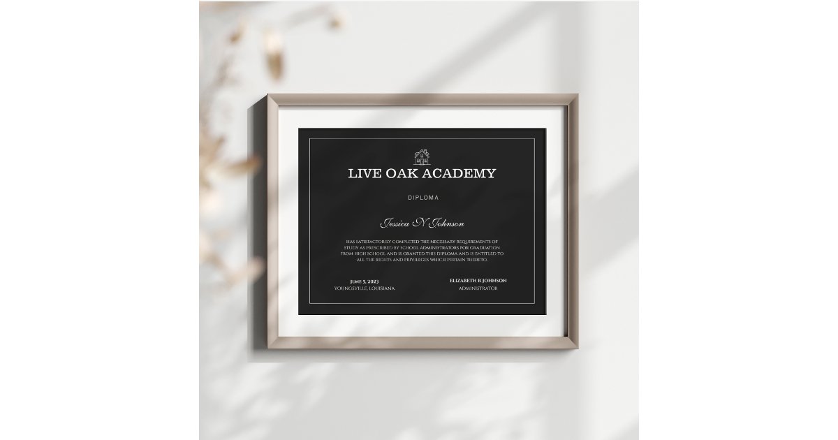 Homeschool Diploma Modern Black | Zazzle