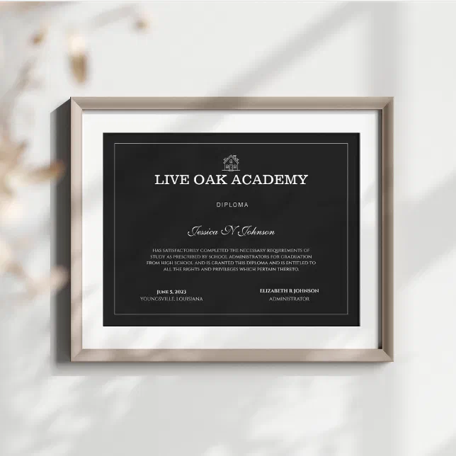 Homeschool Diploma Modern Black | Zazzle