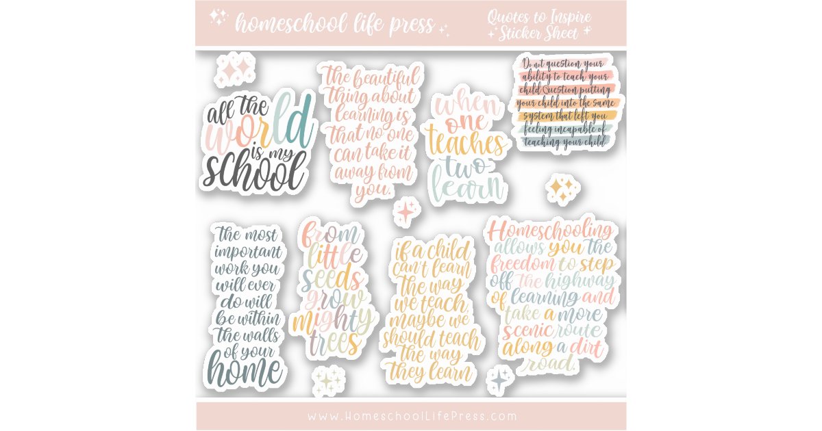 Homeschool Inspiring Quotes Sticker Sheet | Zazzle
