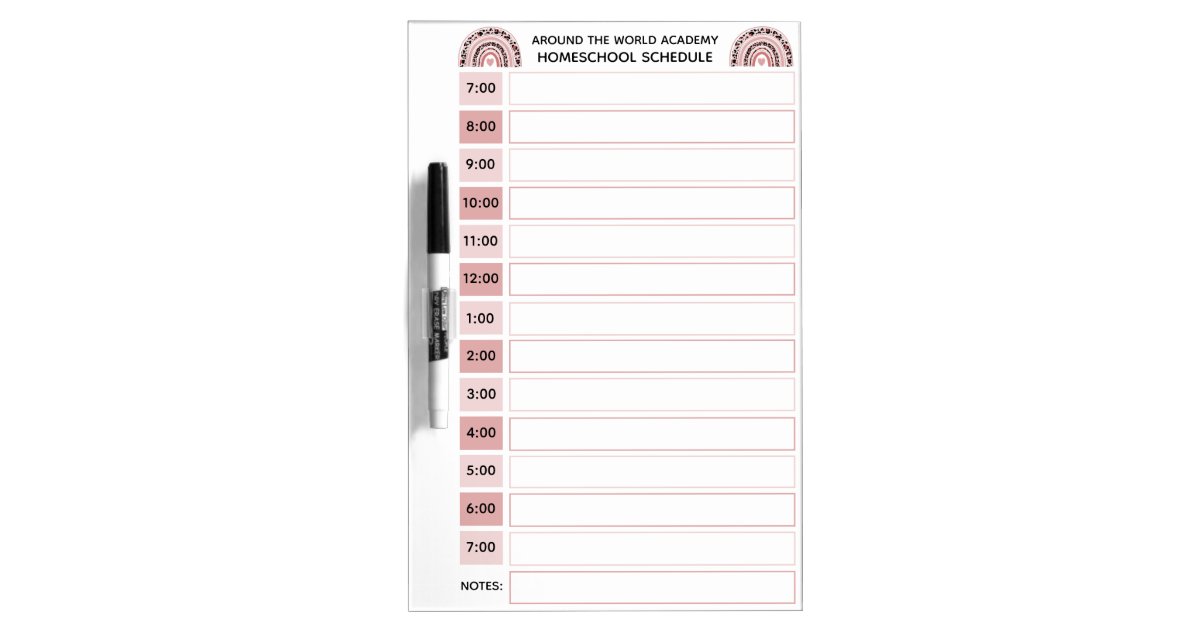 Homeschool Schedule Rainbow Dry Erase Board | Zazzle