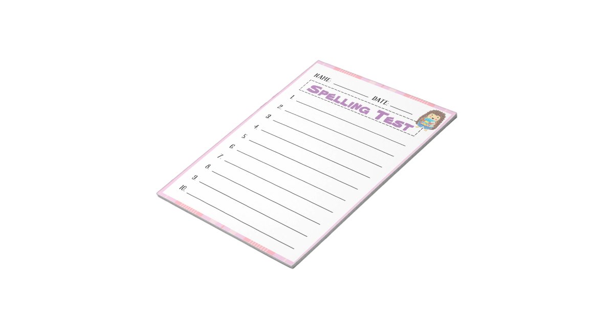 Homeschool spelling test template notepad | Zazzle
