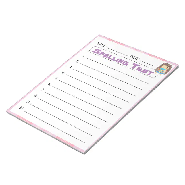 Homeschool spelling test template notepad | Zazzle
