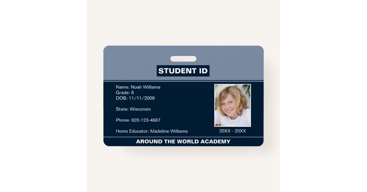 Homeschool Student ID Badge Blue | Zazzle