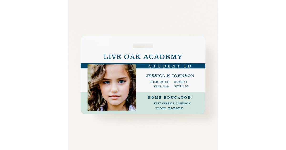 Homeschool Student ID Badge | Classic Blue | Zazzle