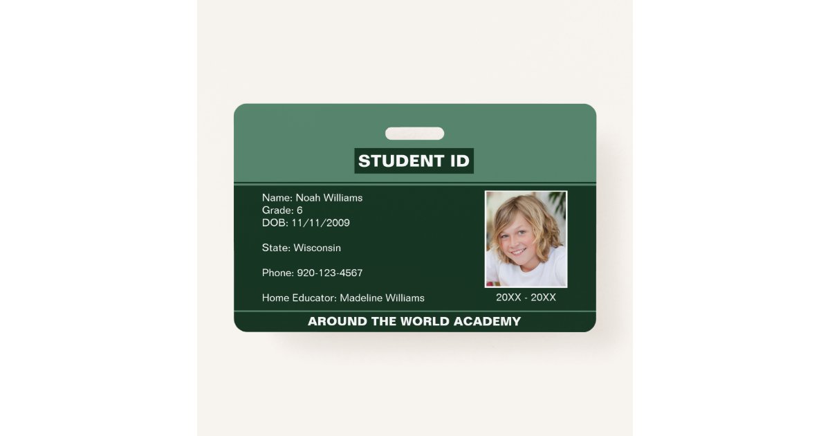 Homeschool Student ID Badge Green | Zazzle
