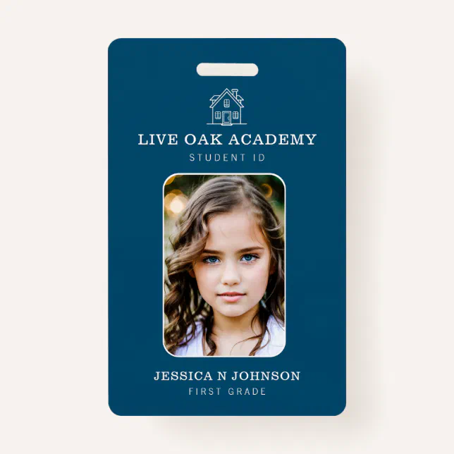 Homeschool Student ID Badge | Minimalist Blue | Zazzle