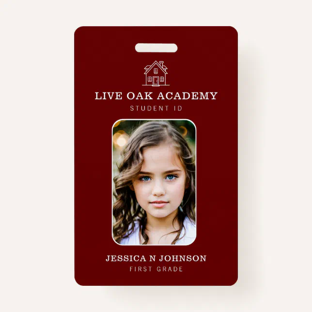 Homeschool Student ID Badge | Minimalist Red | Zazzle