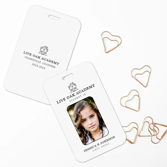 Homeschool Student ID Badge | Minimalist White | Zazzle