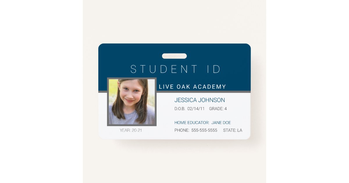 Homeschool Student ID Badge | Modern Blue | Zazzle