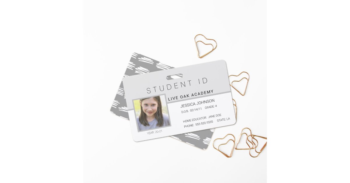 Homeschool Student ID Badge | Modern Grey | Zazzle