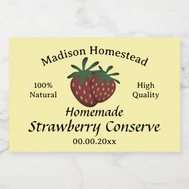 Homestead Strawberry Conserve Jelly template Food Label | Zazzle