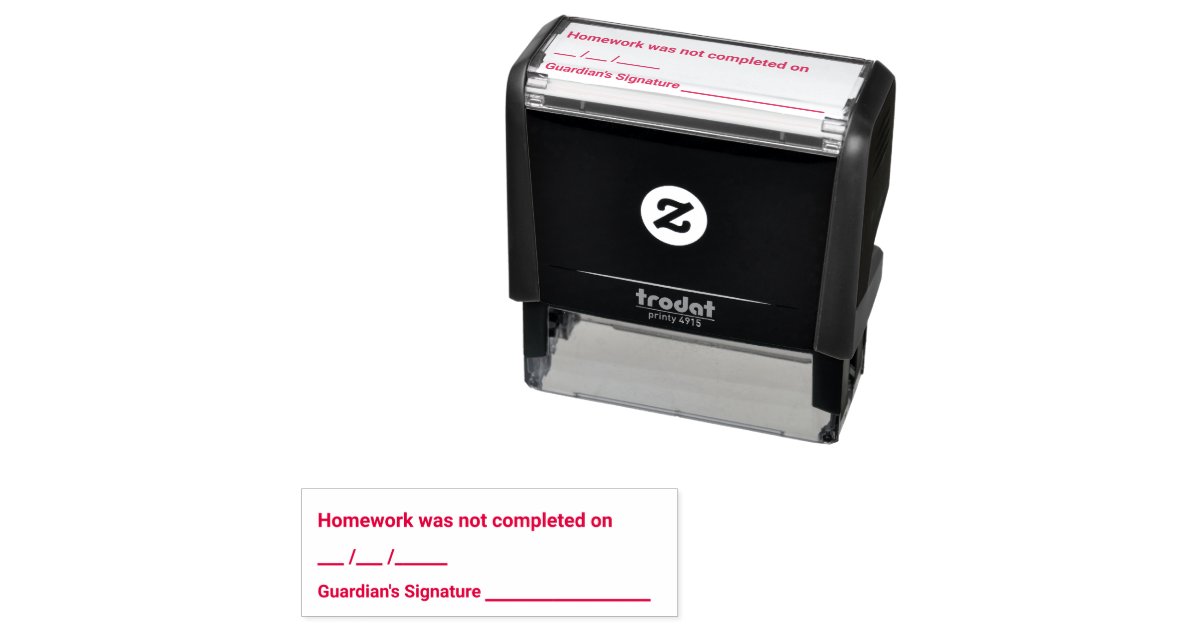 Homework Not Completed Guardian Signature Teacher Self-inking Stamp ...