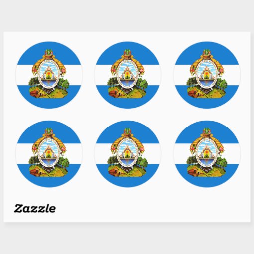 Honduran Flag & Coat of Arms, Flag of Honduras Classic Round Sticker ...