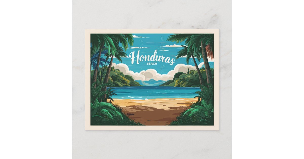 Honduras beach Retro Travel Postcard | Zazzle