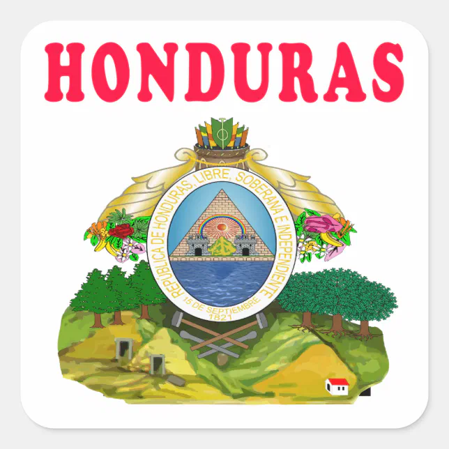 Honduras Coat Of Arms Designs Square Sticker | Zazzle
