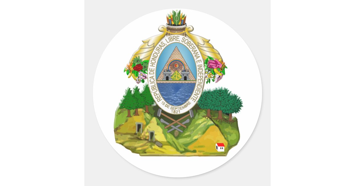 Honduras emblem Honduran coat of Arms Classic Round Sticker | Zazzle