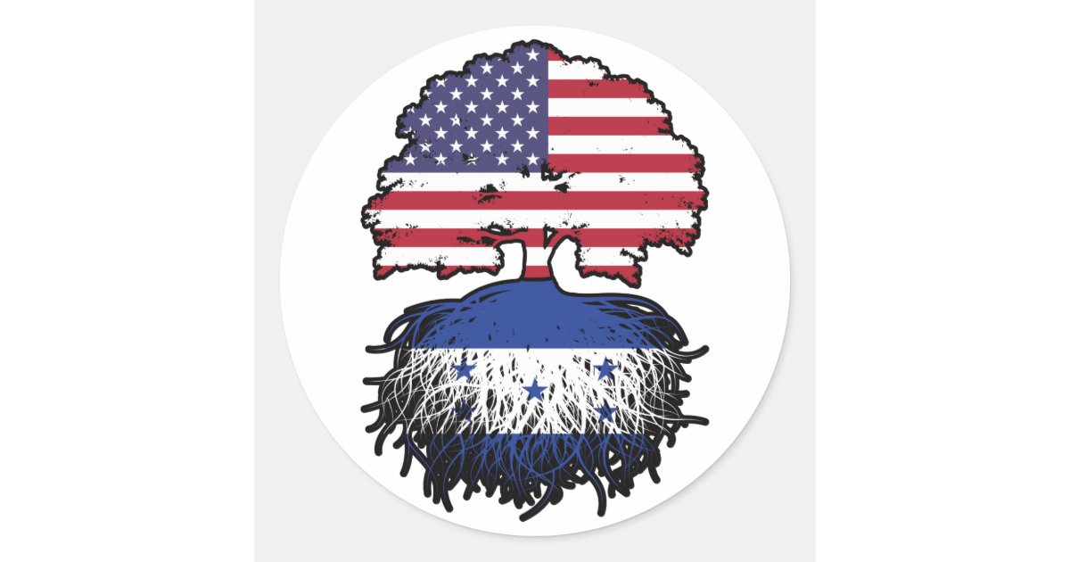 Honduras Honduran American USA Tree Roots Flag Classic Round Sticker ...