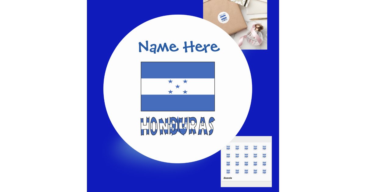 Honduras Honduran Flag Blue Personalized Classic Round Sticker | Zazzle