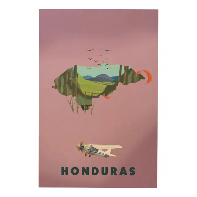 Honduras Illustrated map travel poster | Zazzle