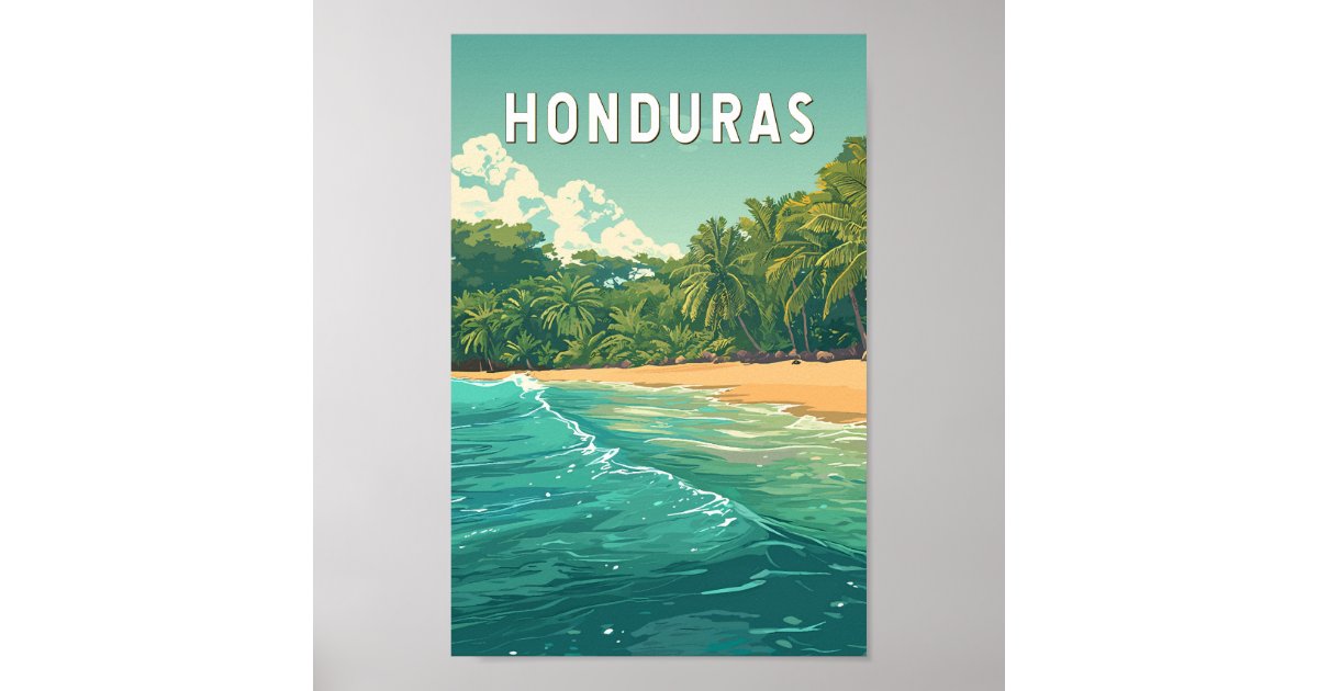 Honduras Illustration Travel Art Vintage Poster | Zazzle